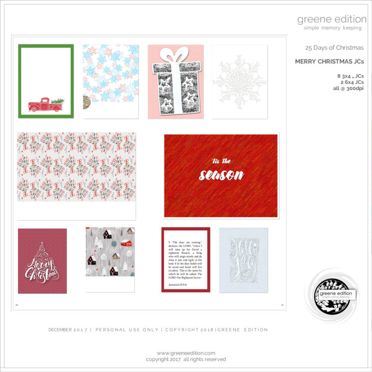25 Days of Christmas Freebie - Merry Christmas JC's - Greene Edition