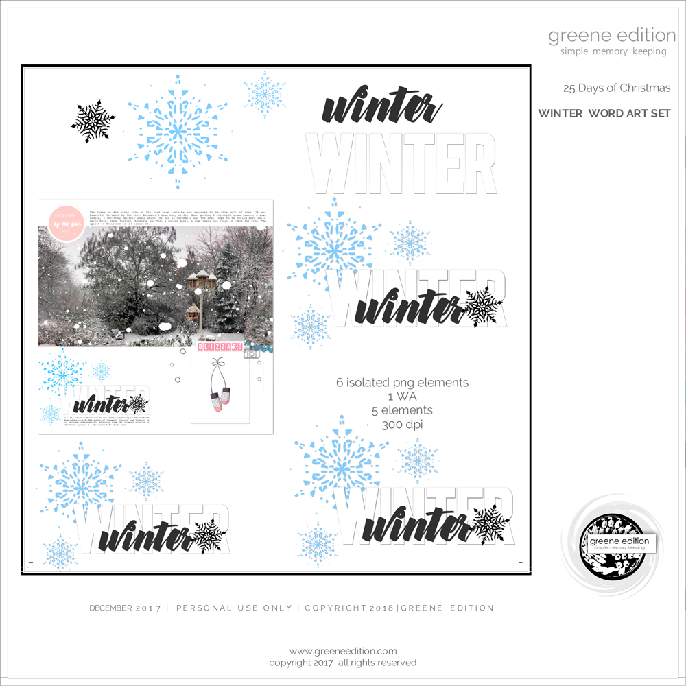 25 Days of Christmas - Winter Word Art Freebie - Greene Edition