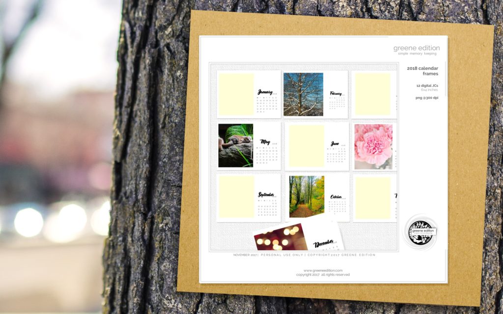 2018 Calendar Frames Freebie - Greene Edition